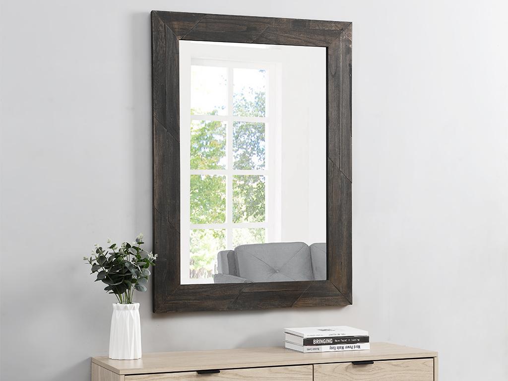 Miroir rustique biseauté en bois d'eucalyptus LAURE - L. 80 x H.110 cm ...