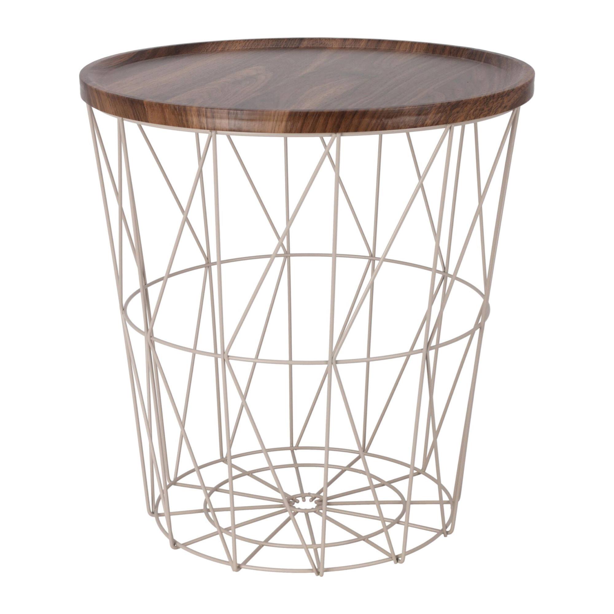 WELLHOME Table d'appoint avec plateau Ø37x39 cm en métal marron | Leroy ...