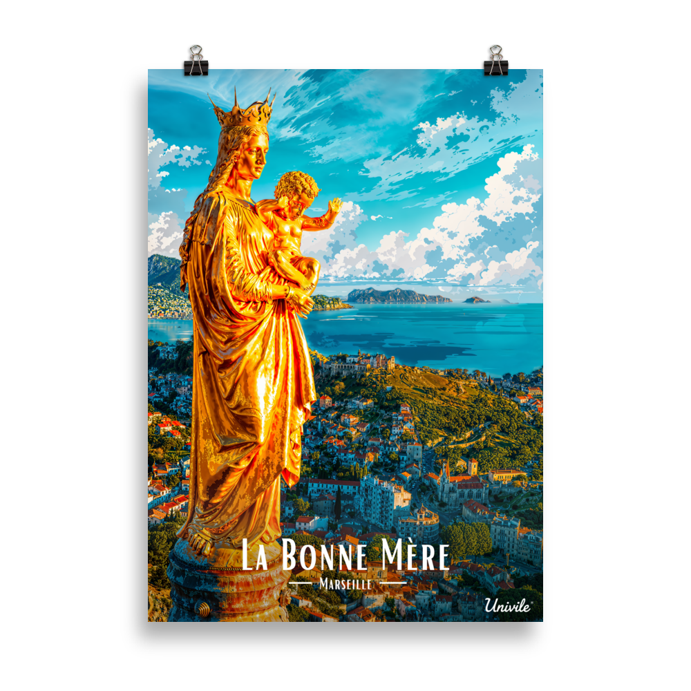 Affiche de Marseille - La Bonne Mère l.50 x H.70 cm - UNIVILE ORIGINAL ...
