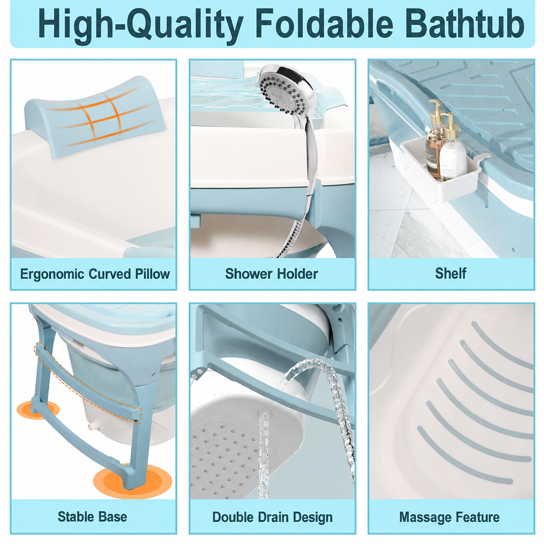 Bañera plegable 118cm Adulto Azul Material compuesto PP-TPE con cesta ...