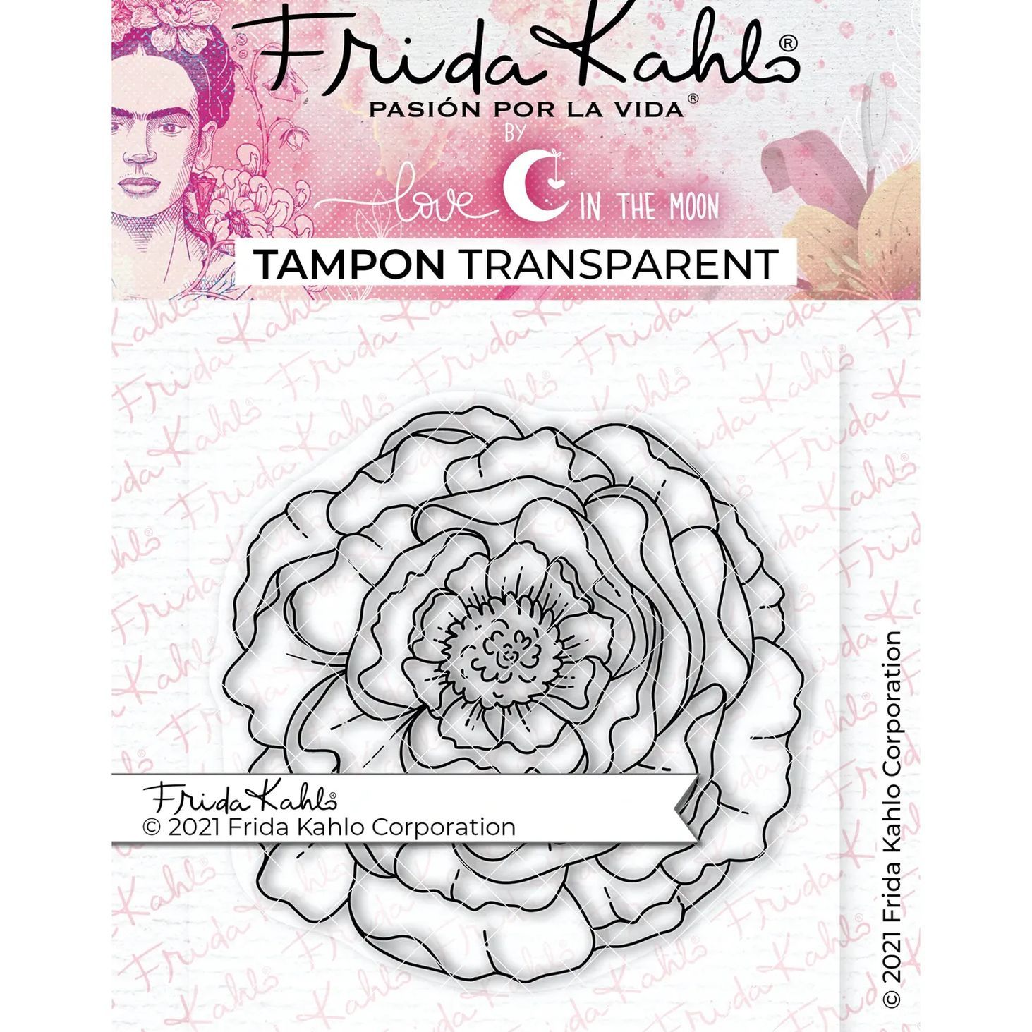 Tampon transparent - Pivoine 2 - 9,5 x 6,5 cm - Love in the moon ...