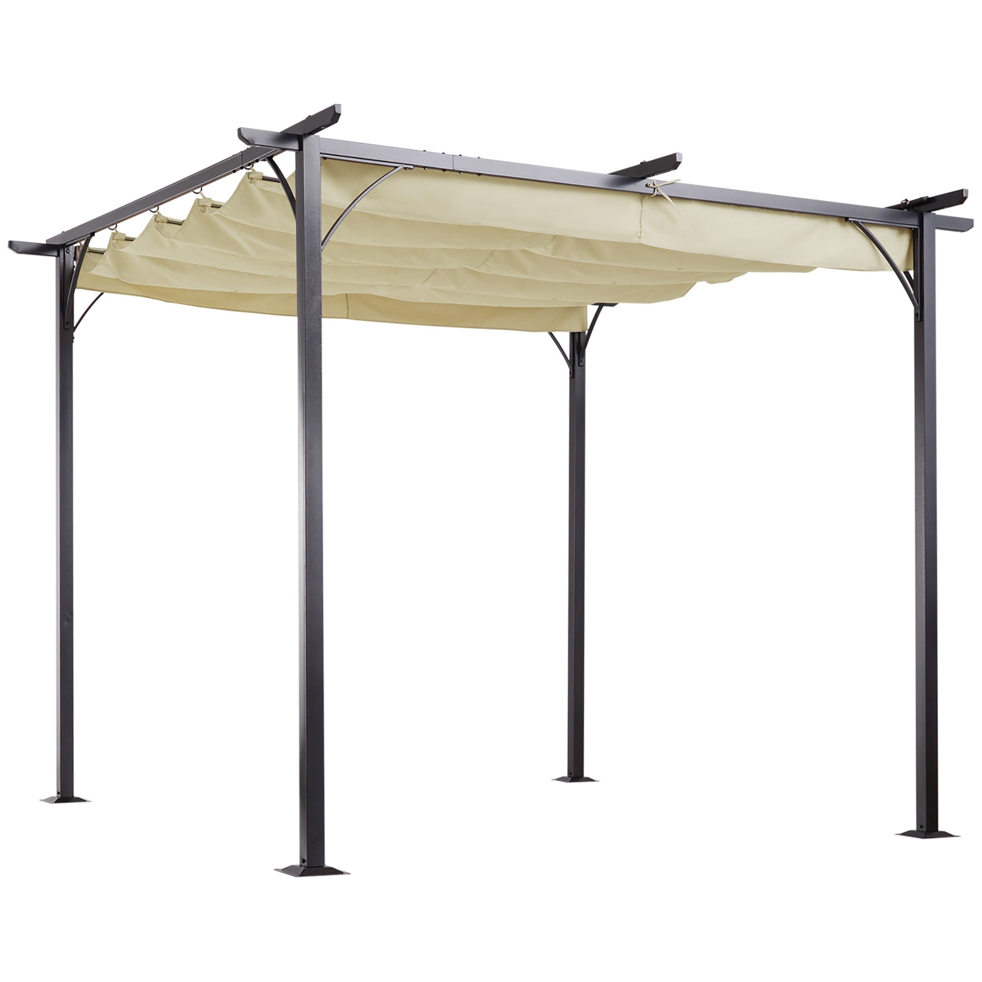 Pérgola OUTSUNNY Acero y tela poliéster Beige y Negro 300x300x230 cm ...