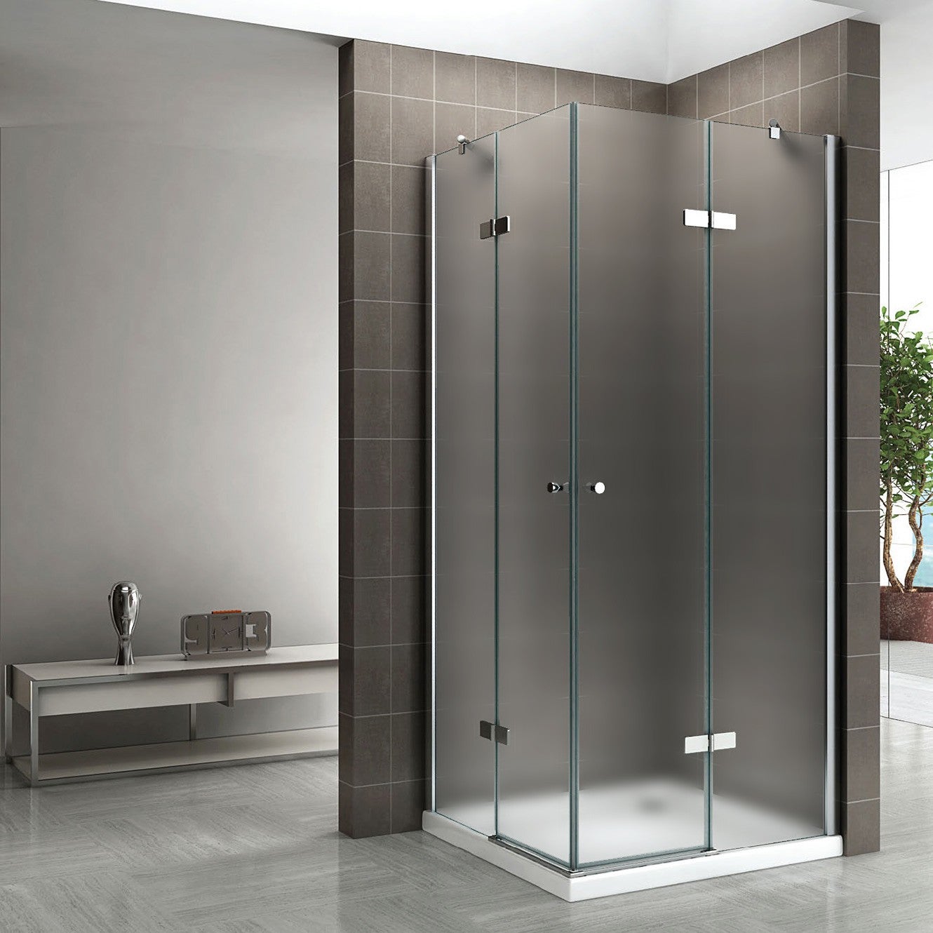 MAYA Cabine porte de douche d'angle H 190 cm verre dépoli opaque 115 x ...