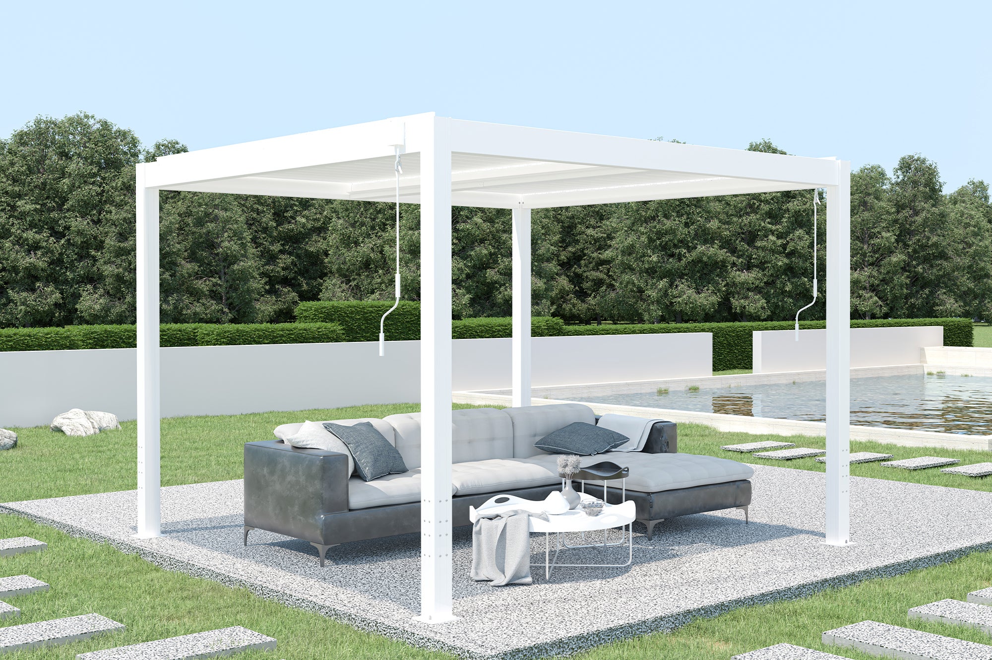 Pérgola bioclimática SANTA en aluminio estructura Blanco, L 305 x P 305 ...