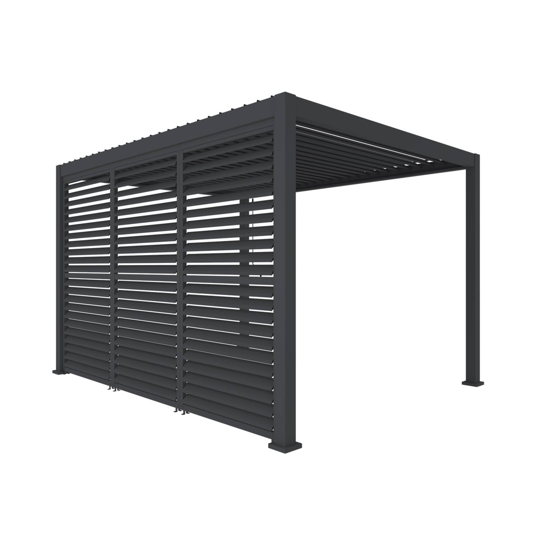 Pérgola bioclimática 3x4m de aluminio + 3 persianas de 1.3m Antracita ...