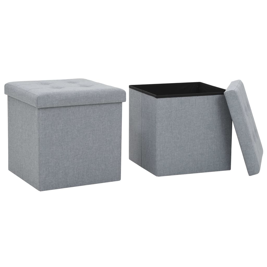Maison Exclusive - Tabourets de rangement pliables lot de 2 gris clair ...