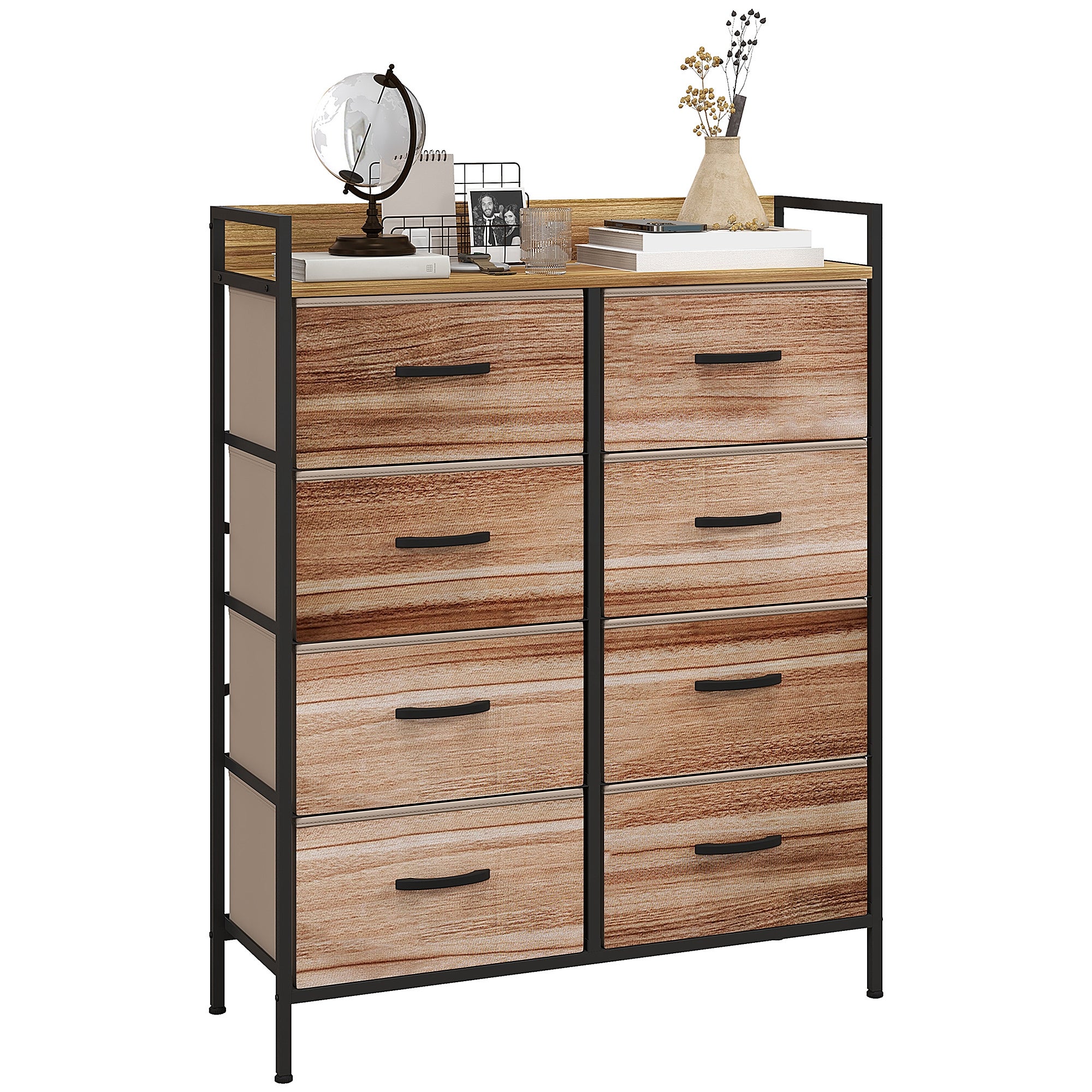 Meuble rangement commode 8 tiroirs en tissu amovibles, étagère ...