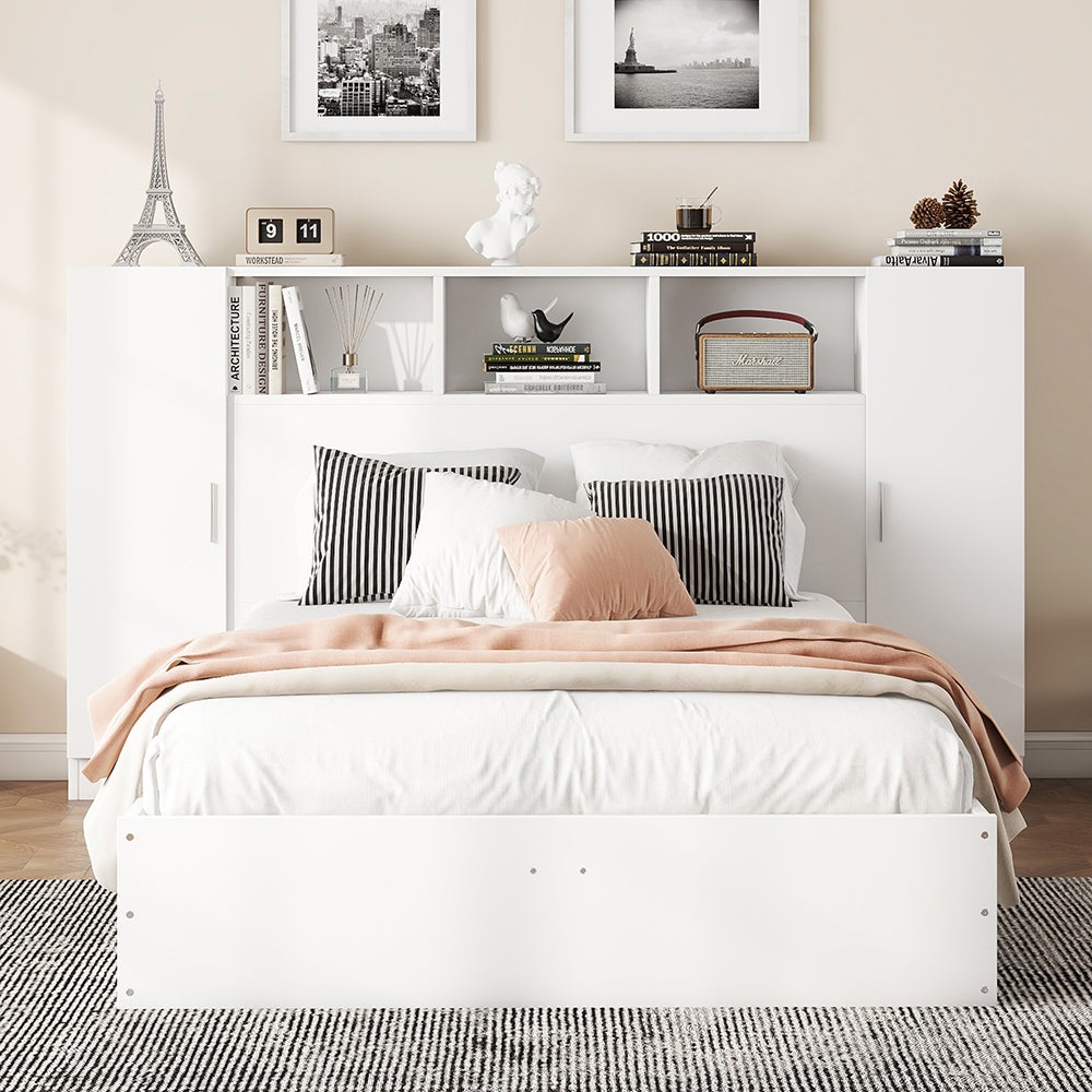 Lit adulte Lit double 140x200 cm lit avec tête de lit et plusieurs ...