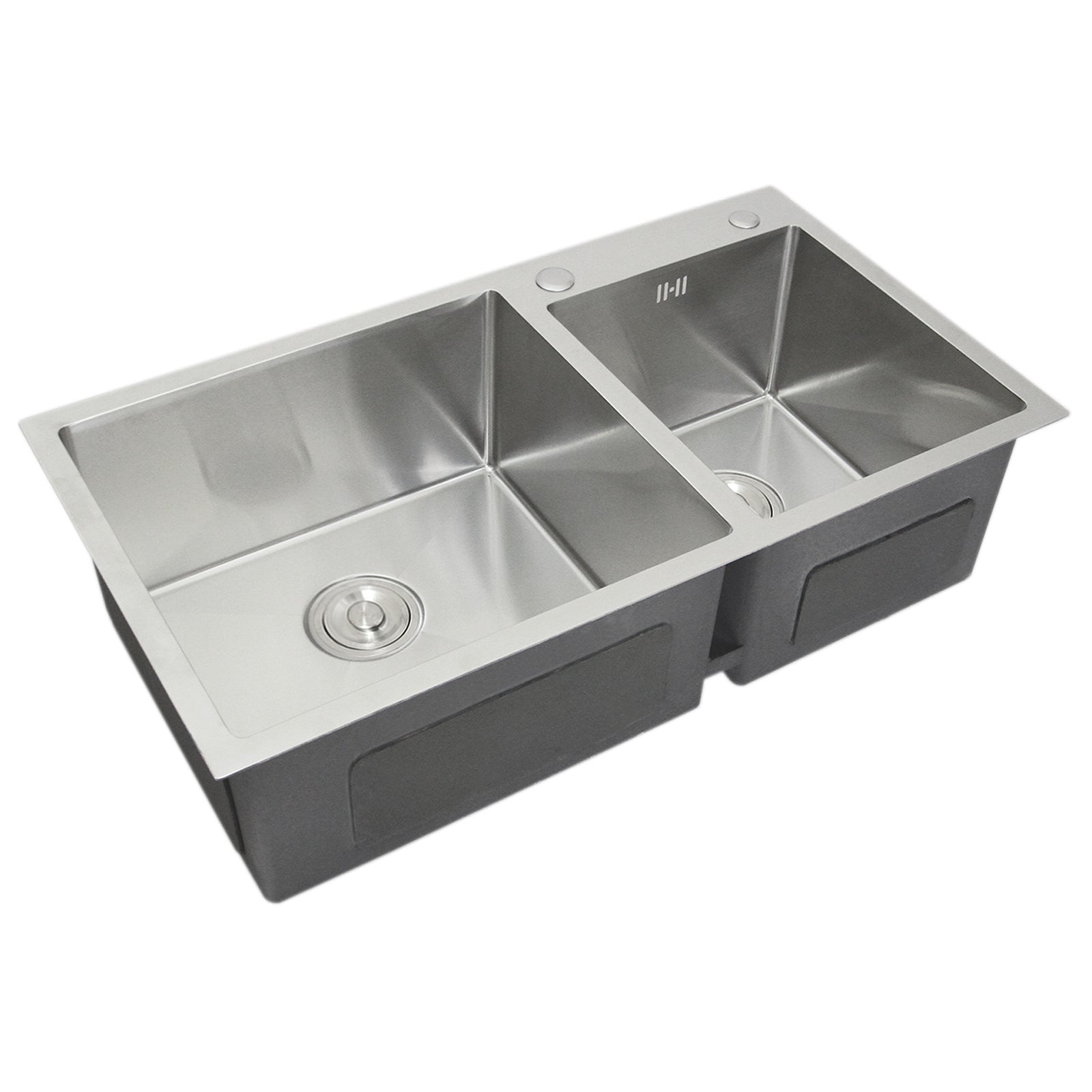 Evier Double Cuve en Inox - 82 x 45 x 22 cm - A encastrer - évier 2 ...