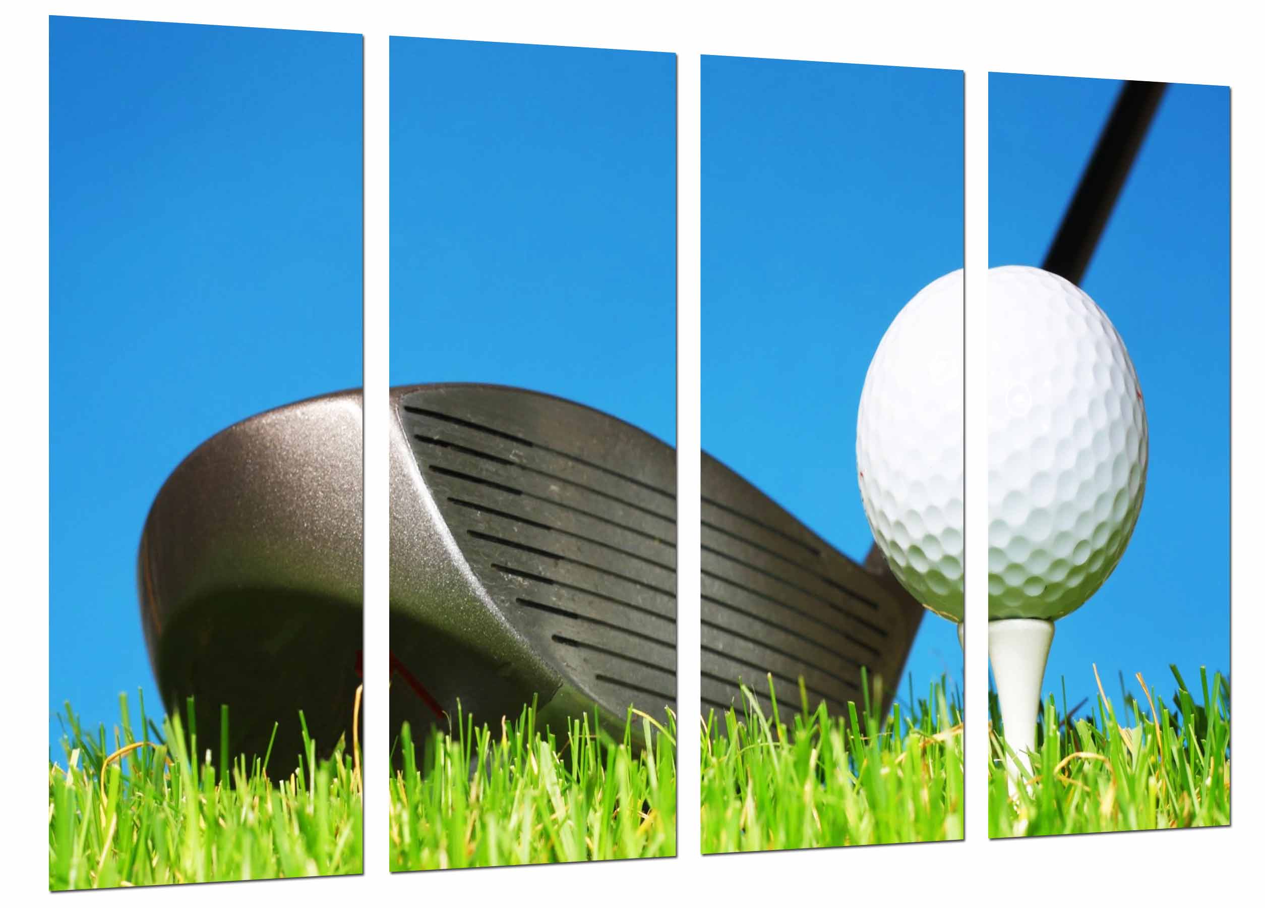 Balle et bâton de golf, Sport, tirage photographique sur bois, peinture ...