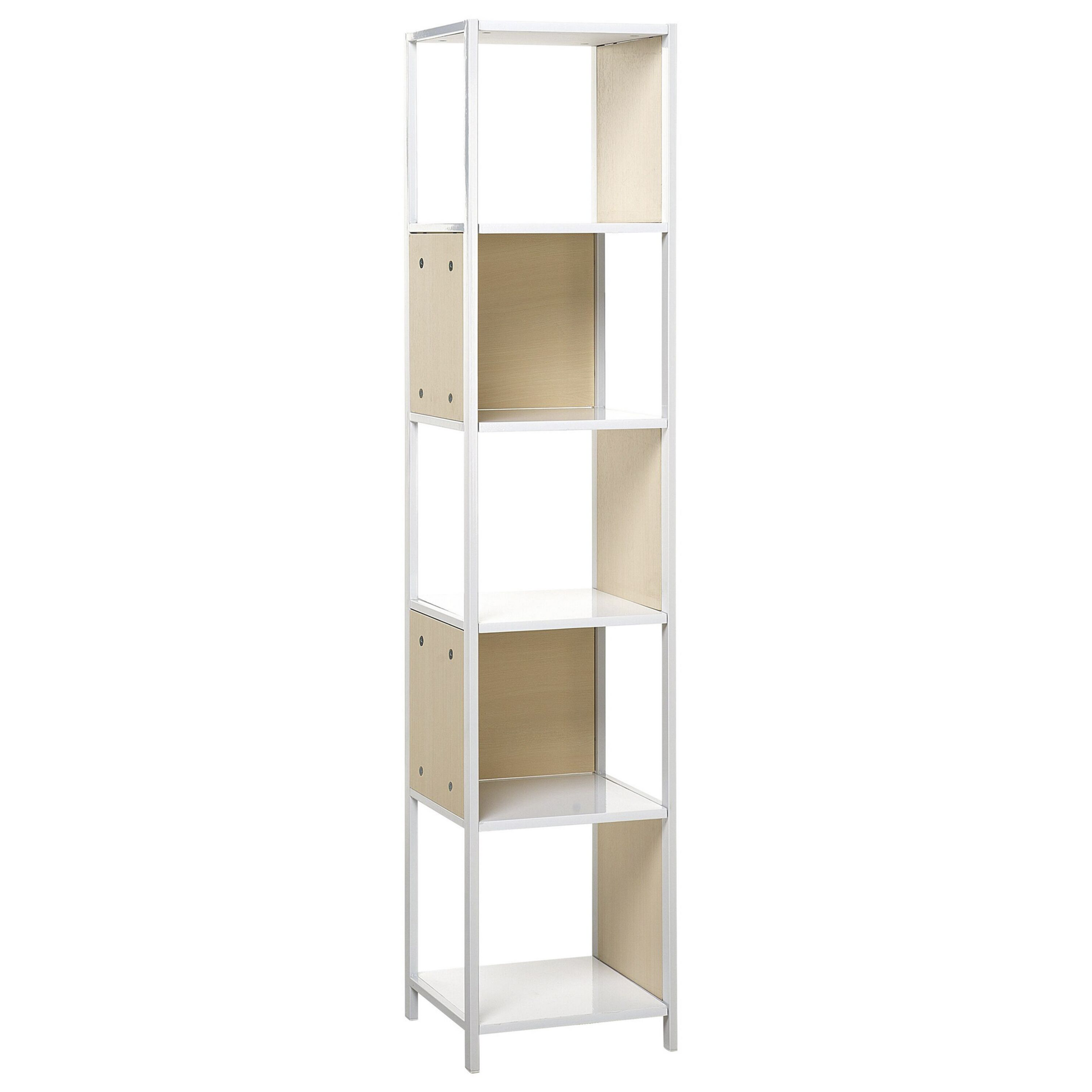 Libreria bianca con parti in legno chiaro BOGOTA | Leroy Merlin