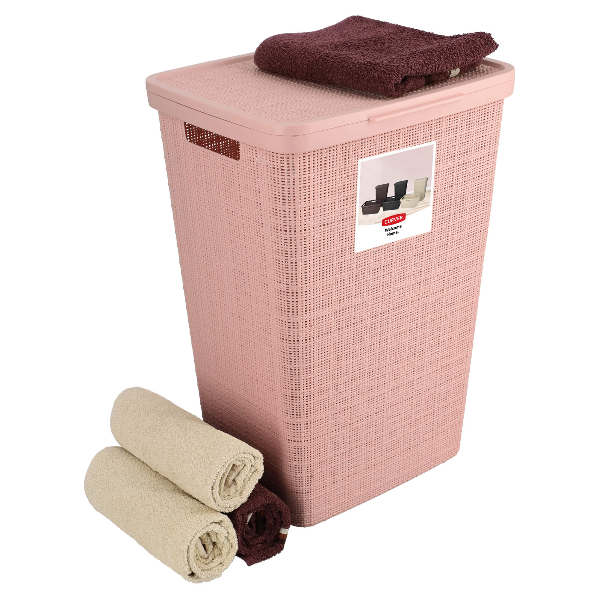 CURVER Jute Panier A Linge Rose Dawn 58L 43X34Xh58,2Cm | Leroy Merlin