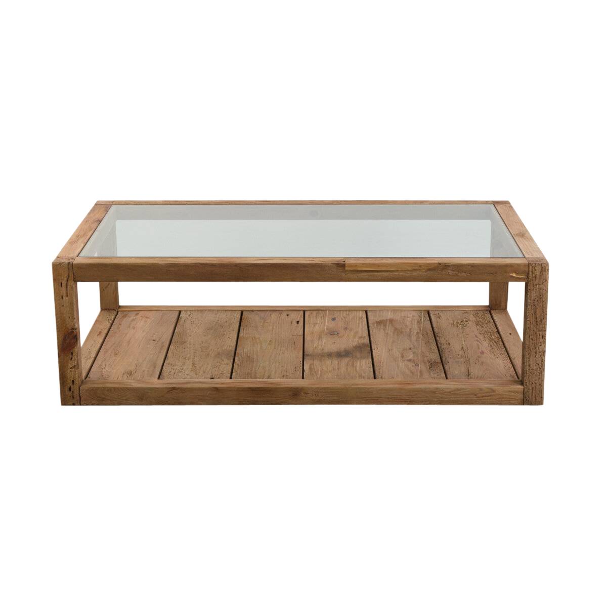Table basse en bois recyclé et verre Blaise | Leroy Merlin