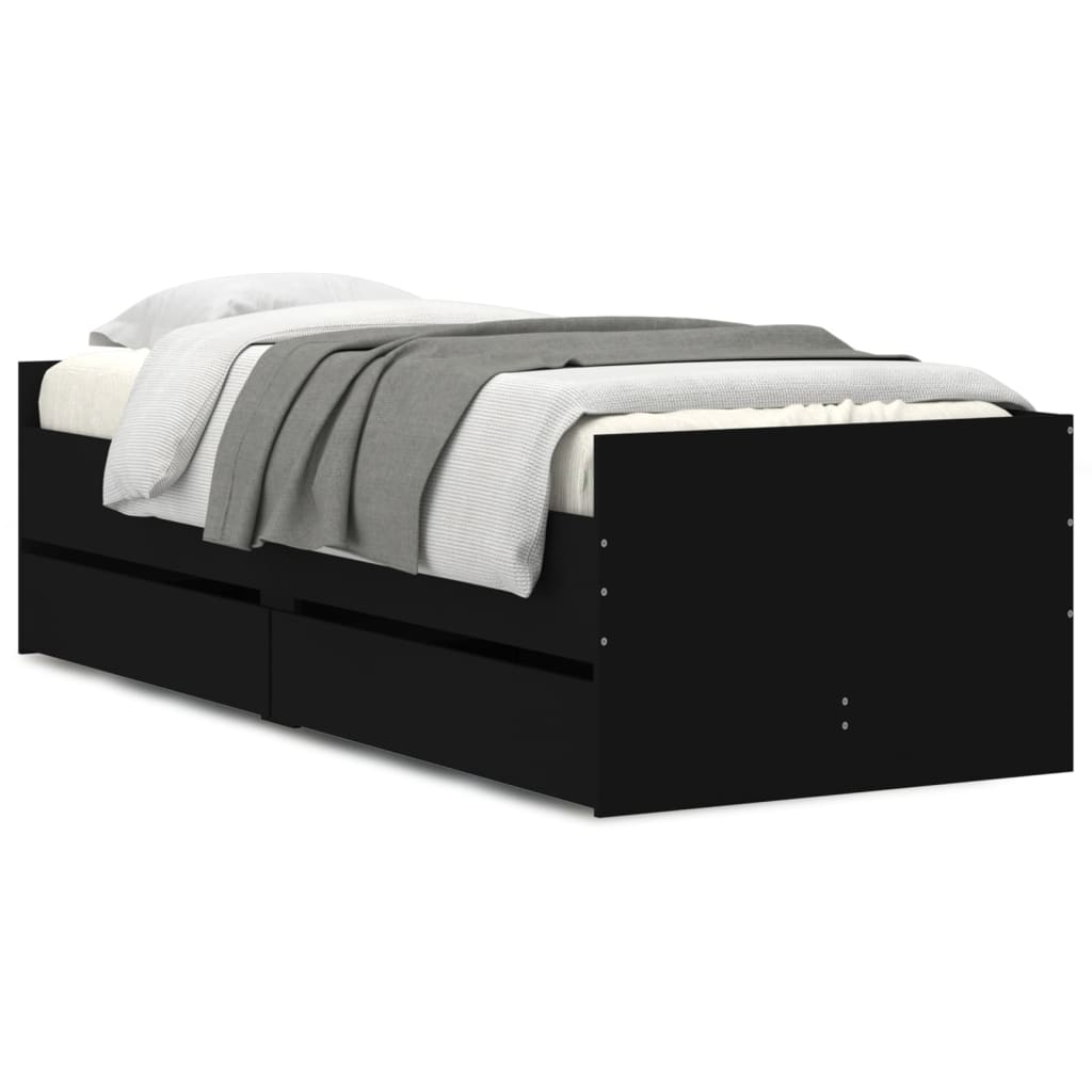 Estructura de cama negra con cajones 90x190 cm — COMFORTXL | Leroy Merlin