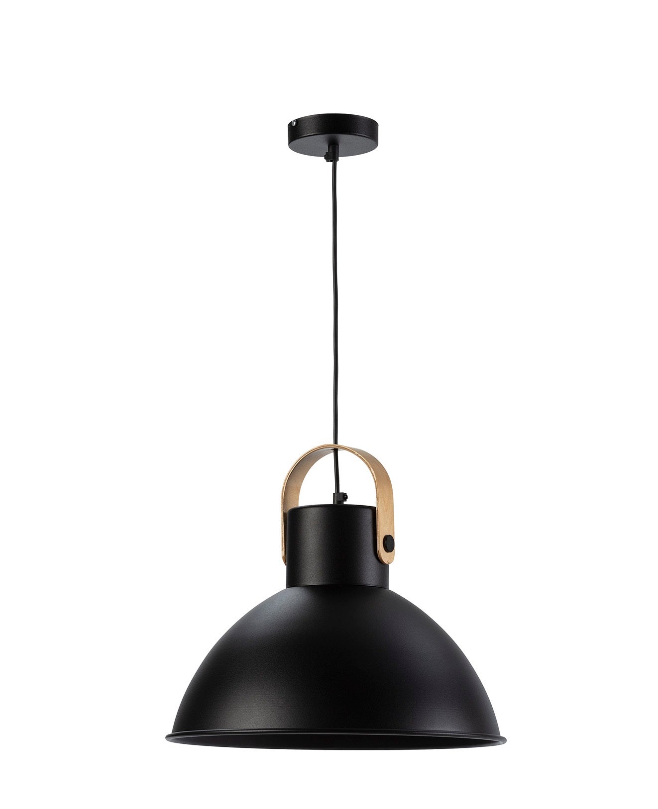 Lámpara techo aluminio negro embellecedor madera | Leroy Merlin