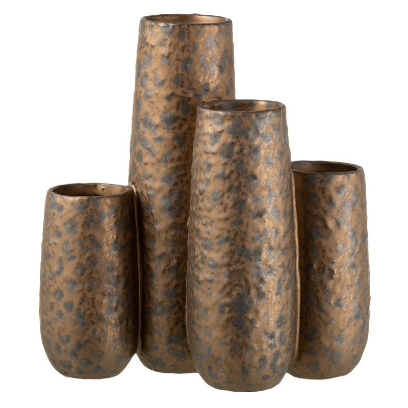 Paris Prix - Lot De 4 Vases En Céramique "tiva" 26cm Cuivre | Leroy Merlin