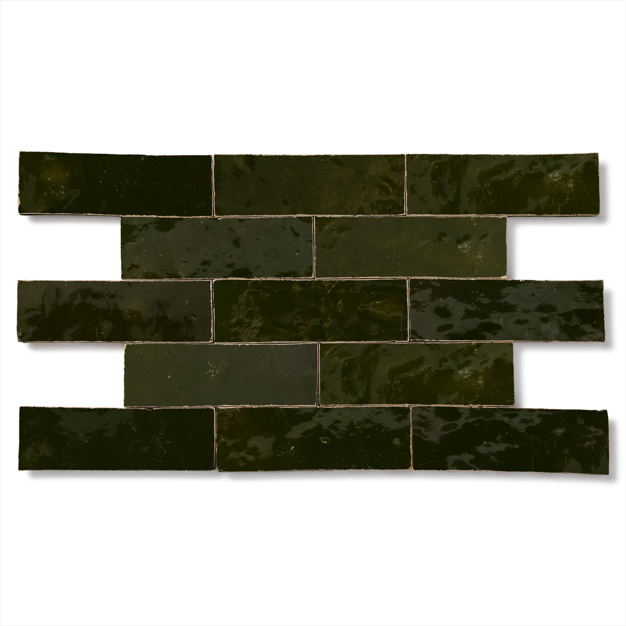 Zellige Marocain Artisanal Véritable - Vert Empire 5x15 cm - Terre ...