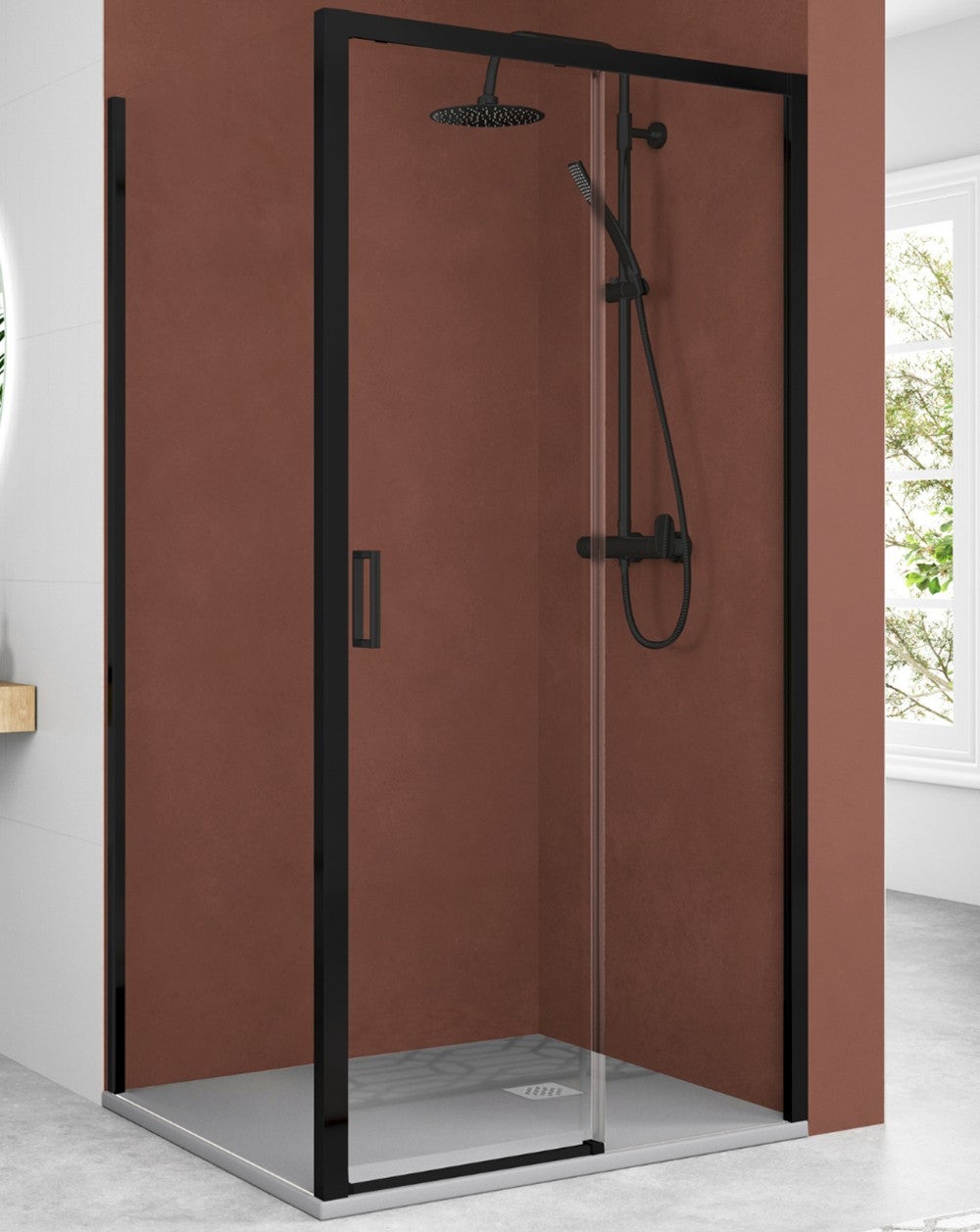 Mampara Ducha Rectangular Frontal Corredera 1 Puerta 1 Fijo | Cristal ...