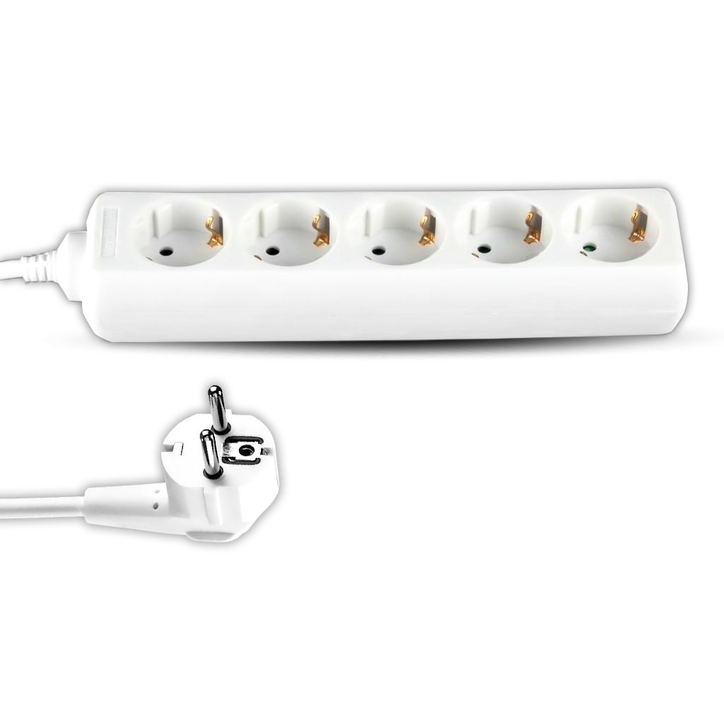 Bloc multiprises avec càble 3m 5 prises 10A 2P + Schuko et fiche Schuko ...