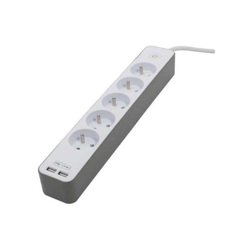 Regleta de alimentación CHACON 5 enchufes 16 A con 2 puertos USB y ...