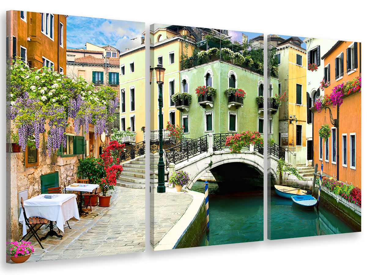 Tableau triptyque deco romance au canal - 90x60 cm | Leroy Merlin