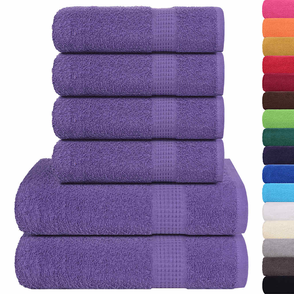 Ensemble de serviettes 6 pièces 100% coton violet 360 g/m² - COMFORTXL ...
