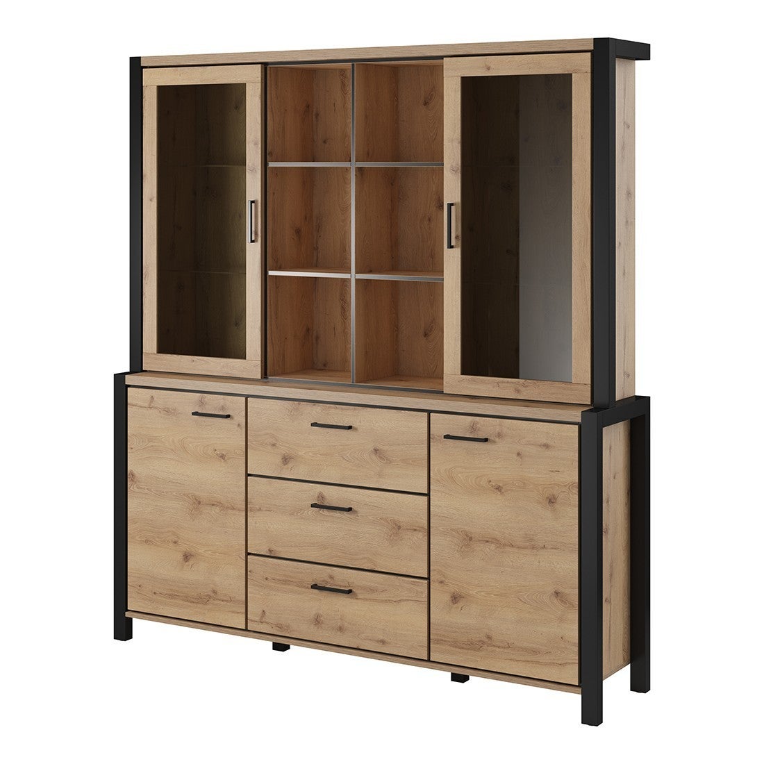 Ensemble buffet et huche avec éclairage LED collection TIVORA. Meuble 4 ...