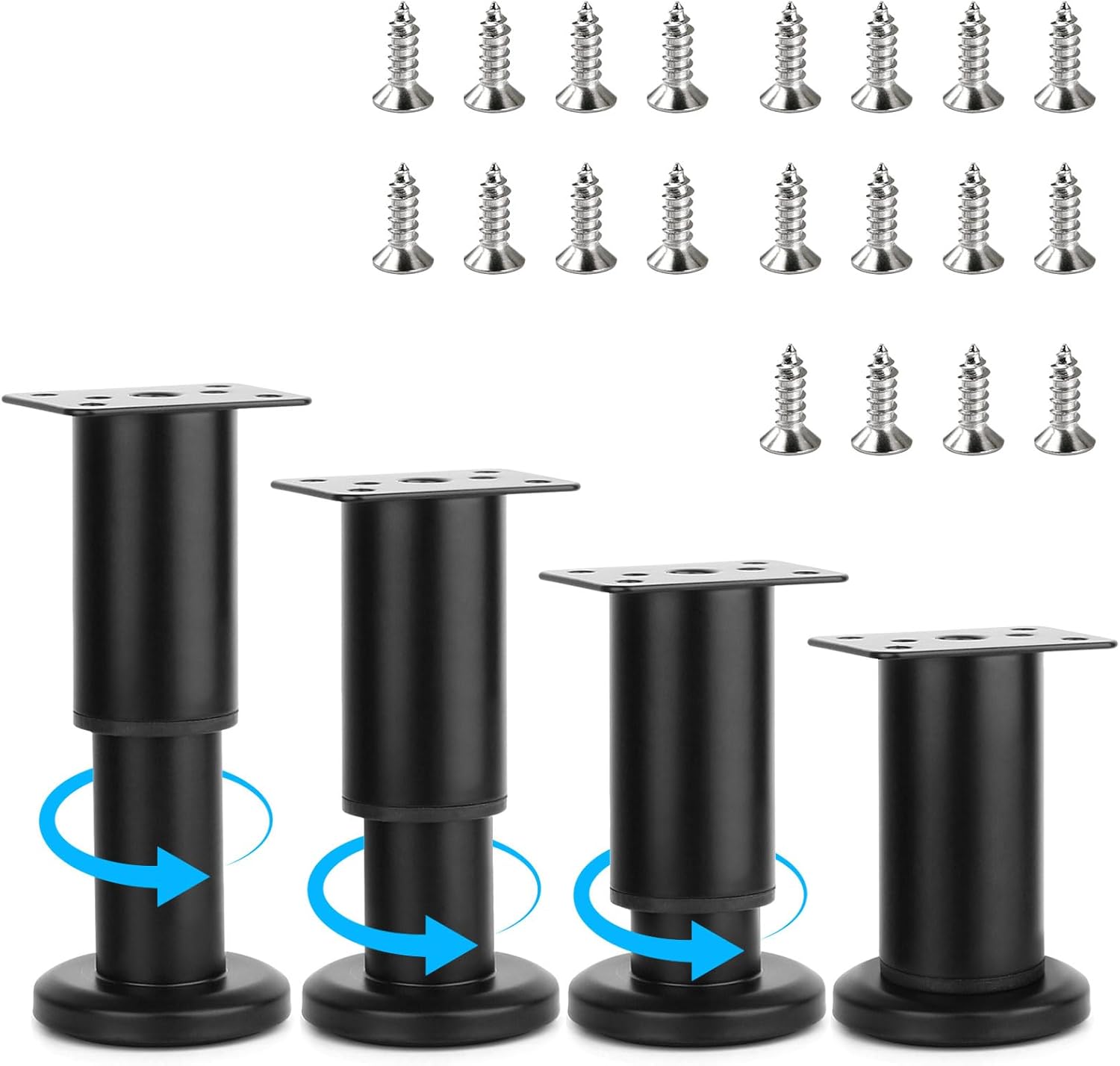 Lot de 4 pieds de meuble réglables, pieds de meuble de 8 à 12 cm, pieds de meuble ronds ...