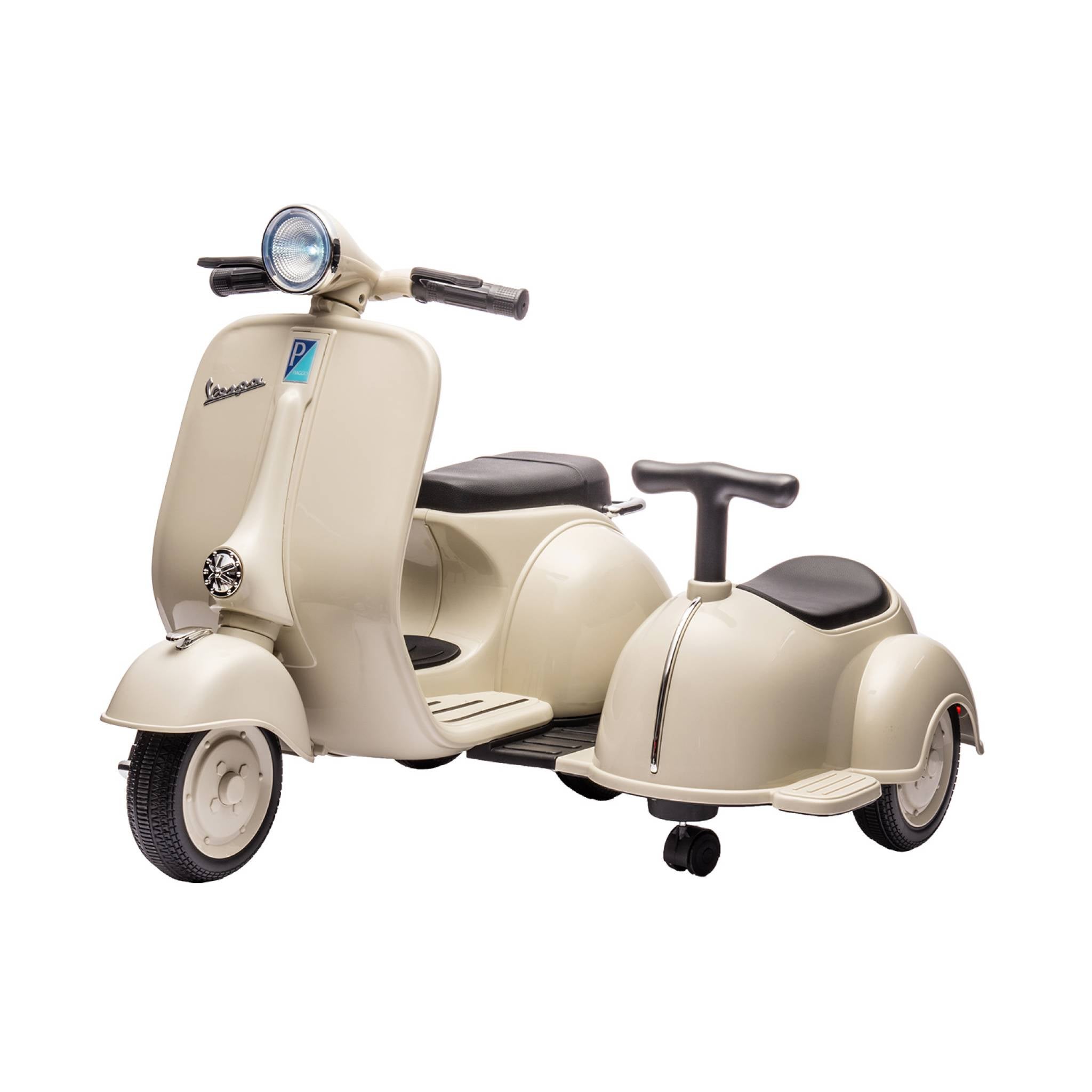 Scooter électrique enfant Vespa 6V beige. 1 place avec porteur VESPA ...