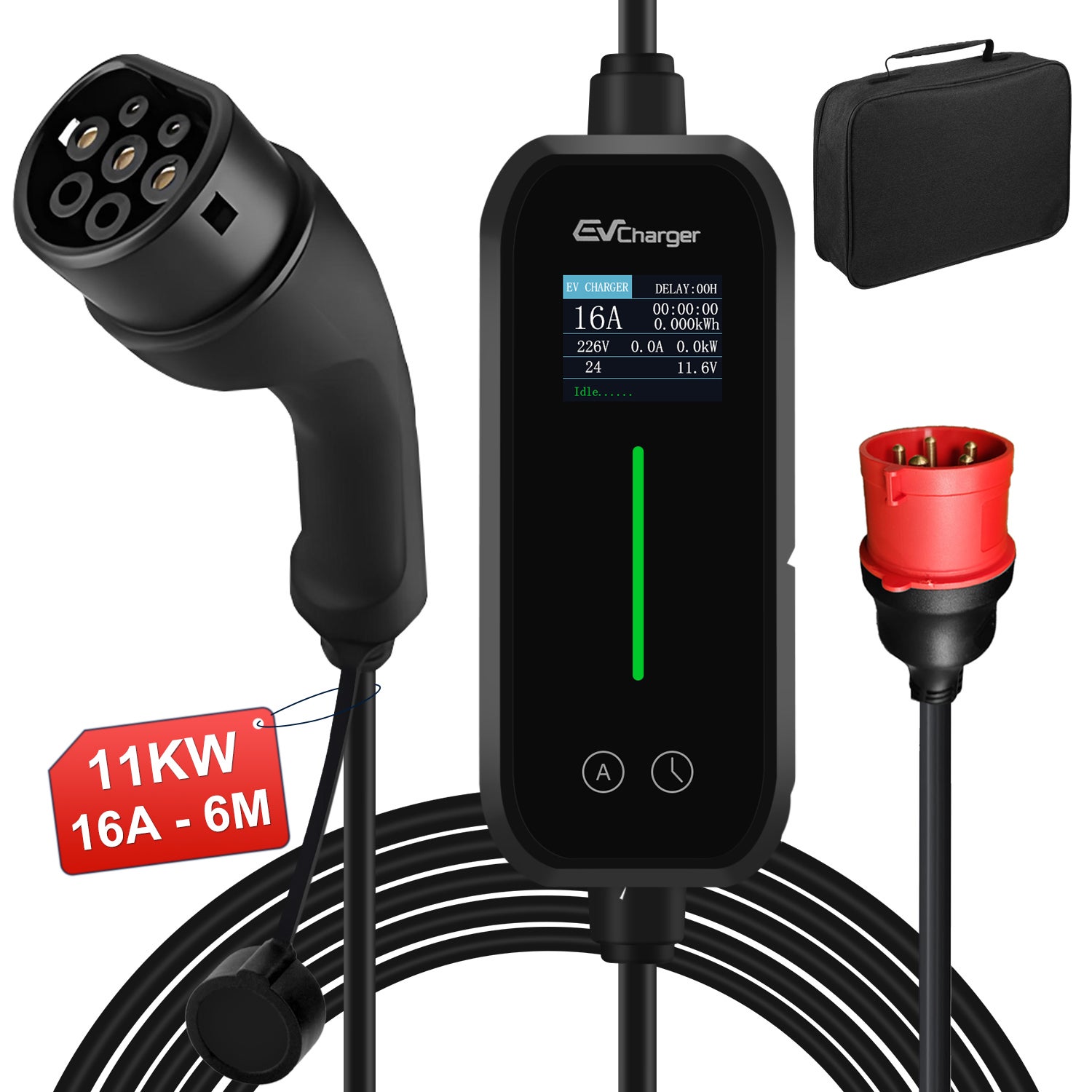 Cargador EV de 16 A y 11 kW, tipo 2, cable de carga EV de corriente ...