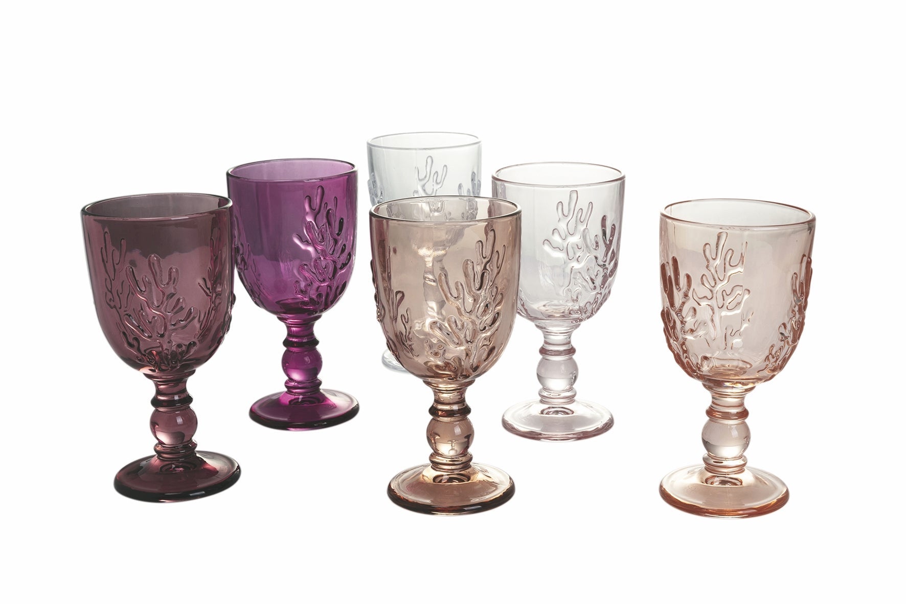 Juego de 6 copas de cristal de colores 340 ml Coral Provence | Leroy Merlin