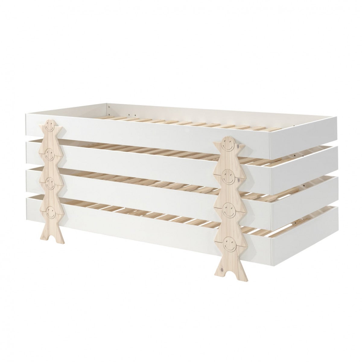 STAPEL - Lot de 4 Lits Empilables 90x200cm Blancs Smiley | Leroy Merlin