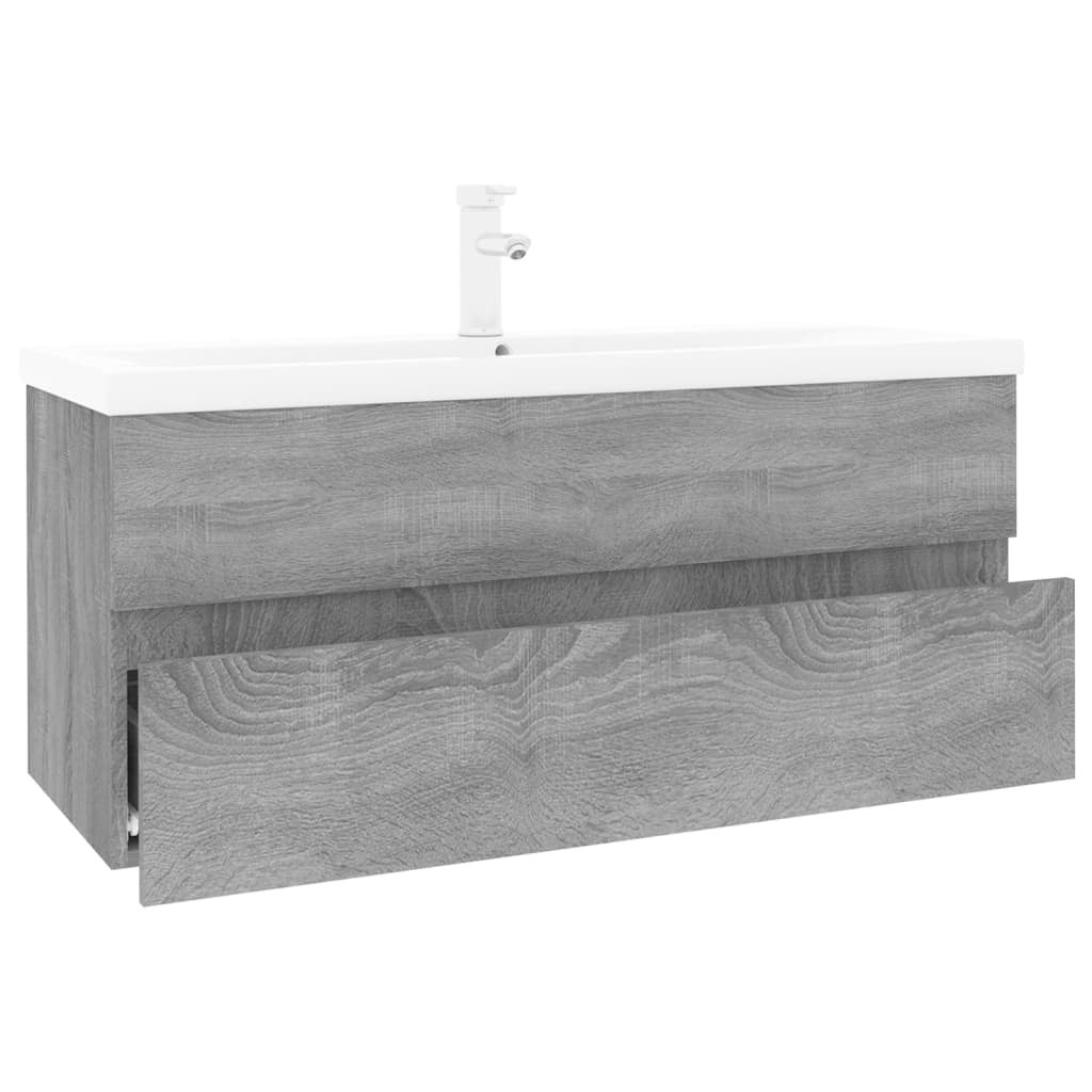 Mueble de ba?o con lavabo madera contrachapada gris Sonoma | Leroy Merlin
