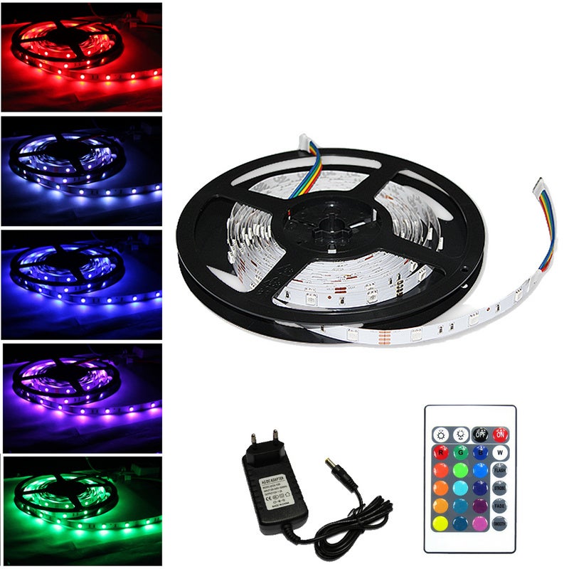 Conjunto de tiras LED de 2 m, banda LED SMD RGB 5050, tira LED de LED 30, LED no impermeable ...