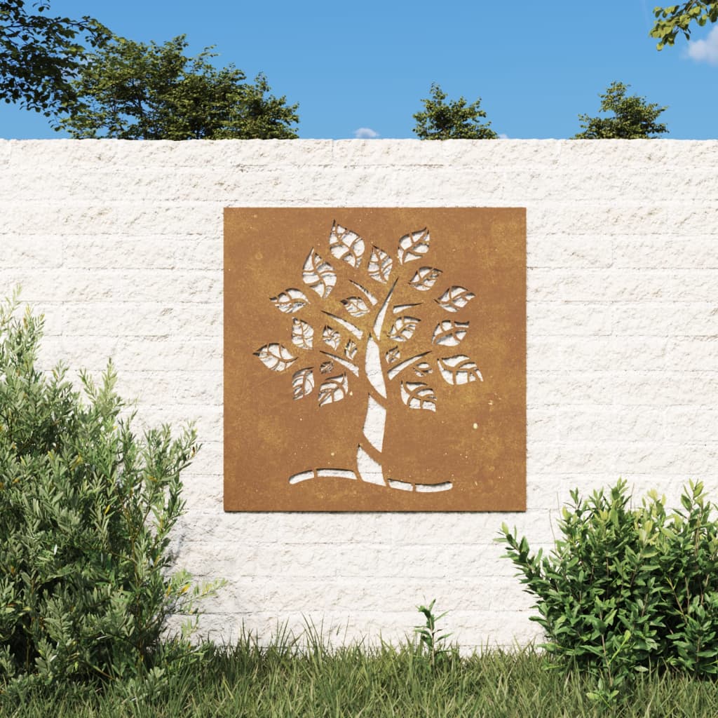 Décoration murale jardin 55x55 cm acier corten design d'arbre | Leroy ...