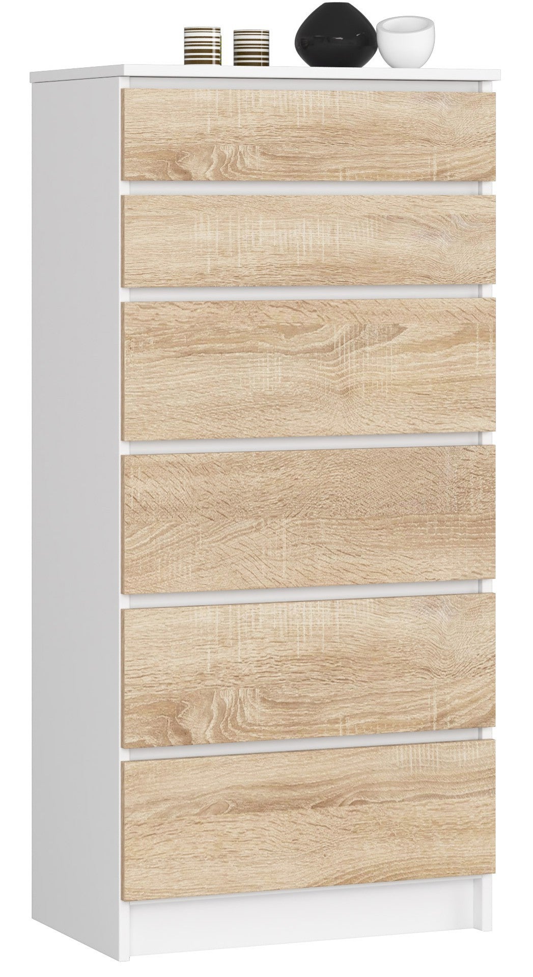 Commode : 6 tiroirs, blanc | chêne sonoma, 60 x 130 x 40cm | Leroy Merlin