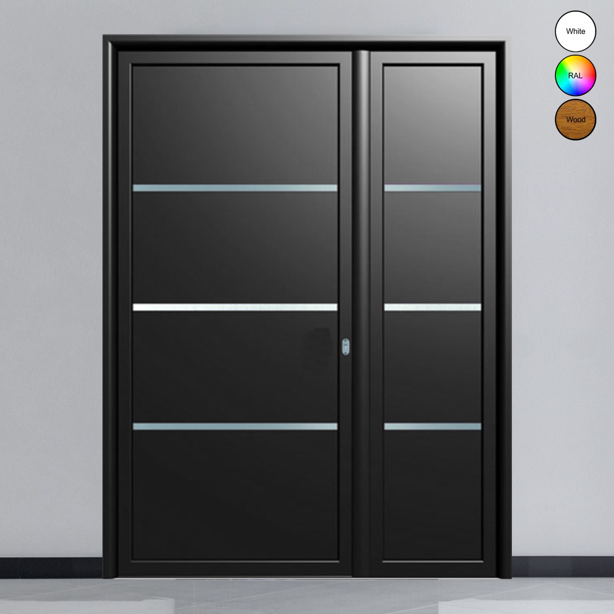 Porte d'entrée en aluminium INOX 6002-6402 RAL7016 ( L.: 150 cm x H ...