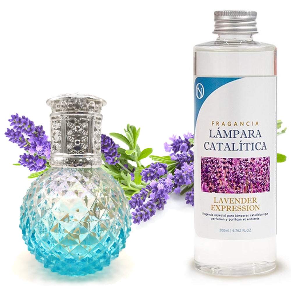 Lampe catalytique Blue Diamonds + Parfum Lavender Expression 500 ml - Élimine les mauvaises ...