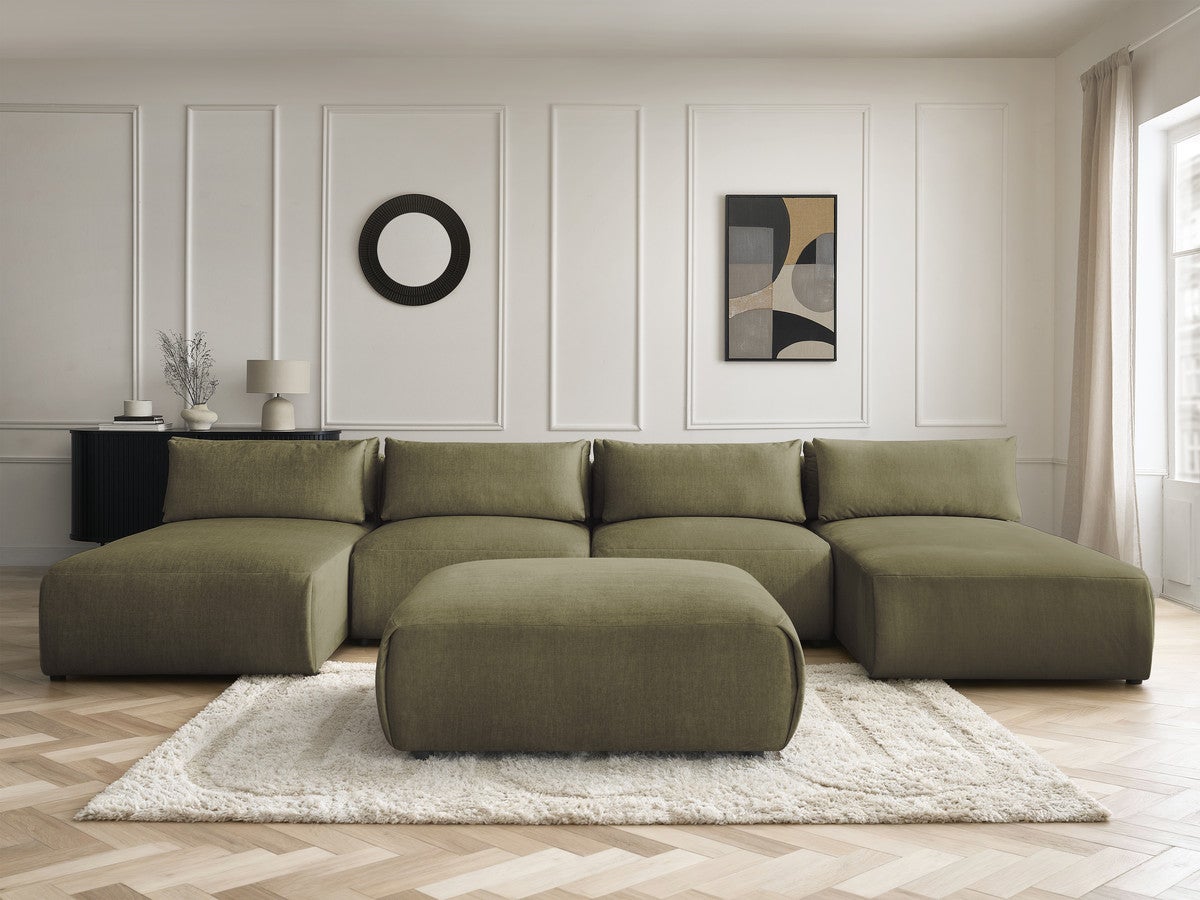 BOBOCHIC Canapé panoramique fixe modulable avec têtières JANA tissu ...