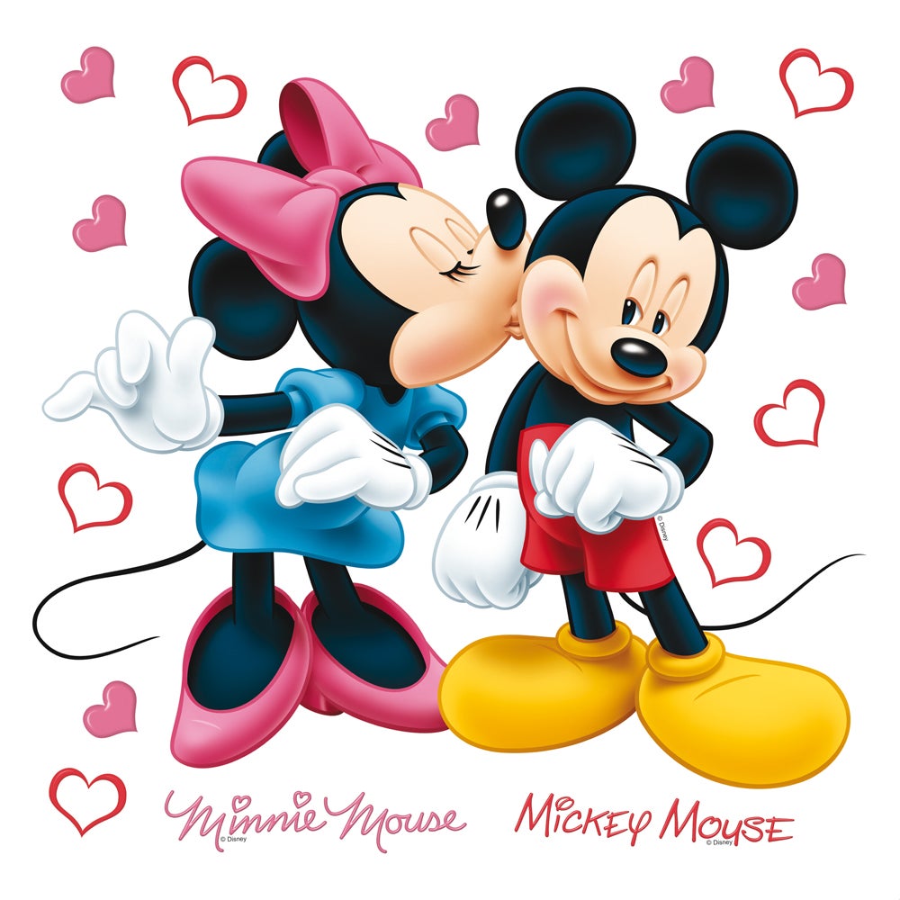 Sticker Décoratif Minnie & Mickey Mouse rose, rouge, bleu et jaune - 30 ...