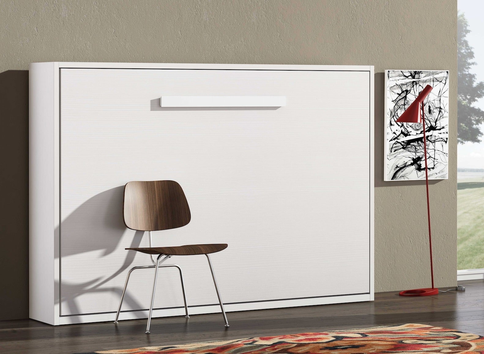 Lit escamotable horizontal 80x190 - Optima-Avec matelas-Coffrage Wengué ...