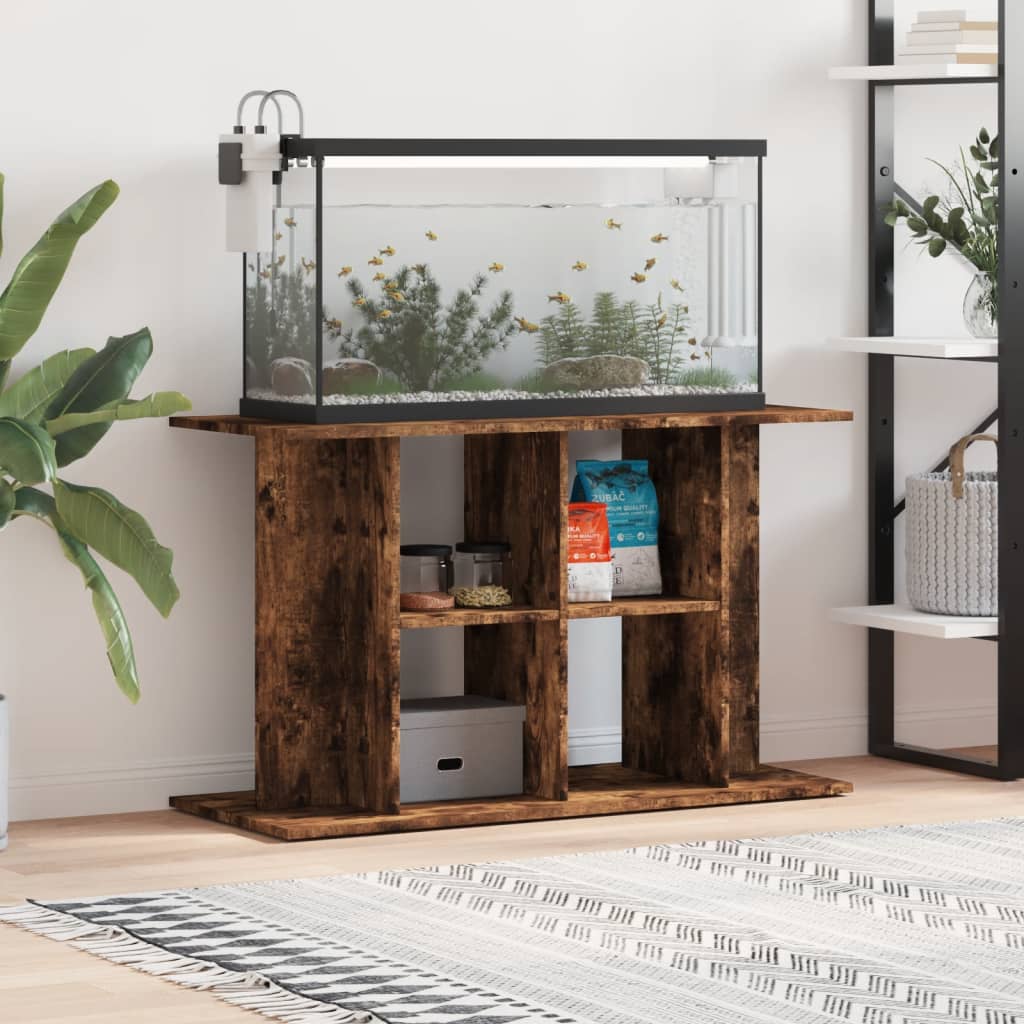 Support pour aquarium en bois d'ingénierie de chêne fumé 100x40x60 cm ...