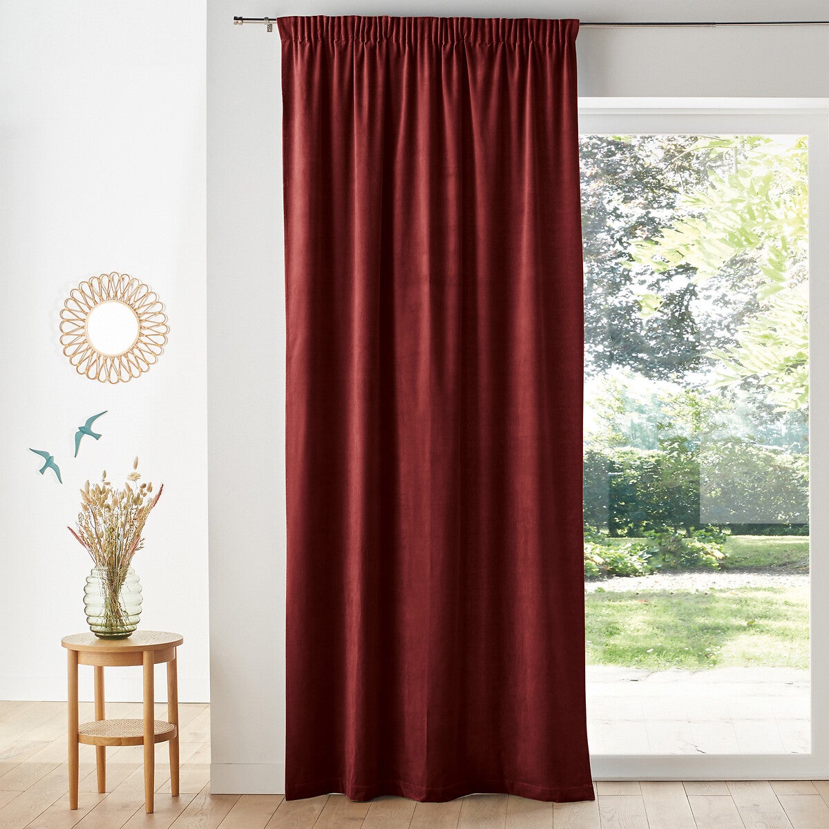 Rideau velours galon fronceur, Velvet - Grenat - 350 x 135 cm | Leroy ...