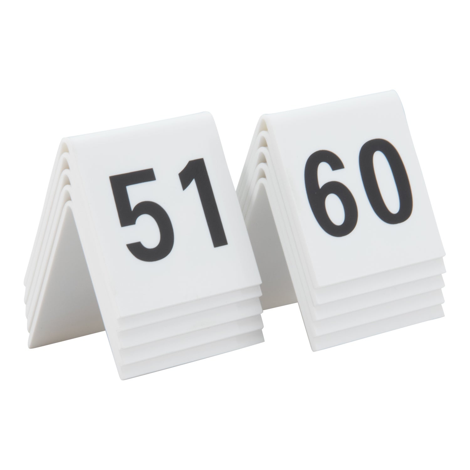 Numéros de table lot de 10 : 51-60. Acrylique blanc et chiffres noirs ...