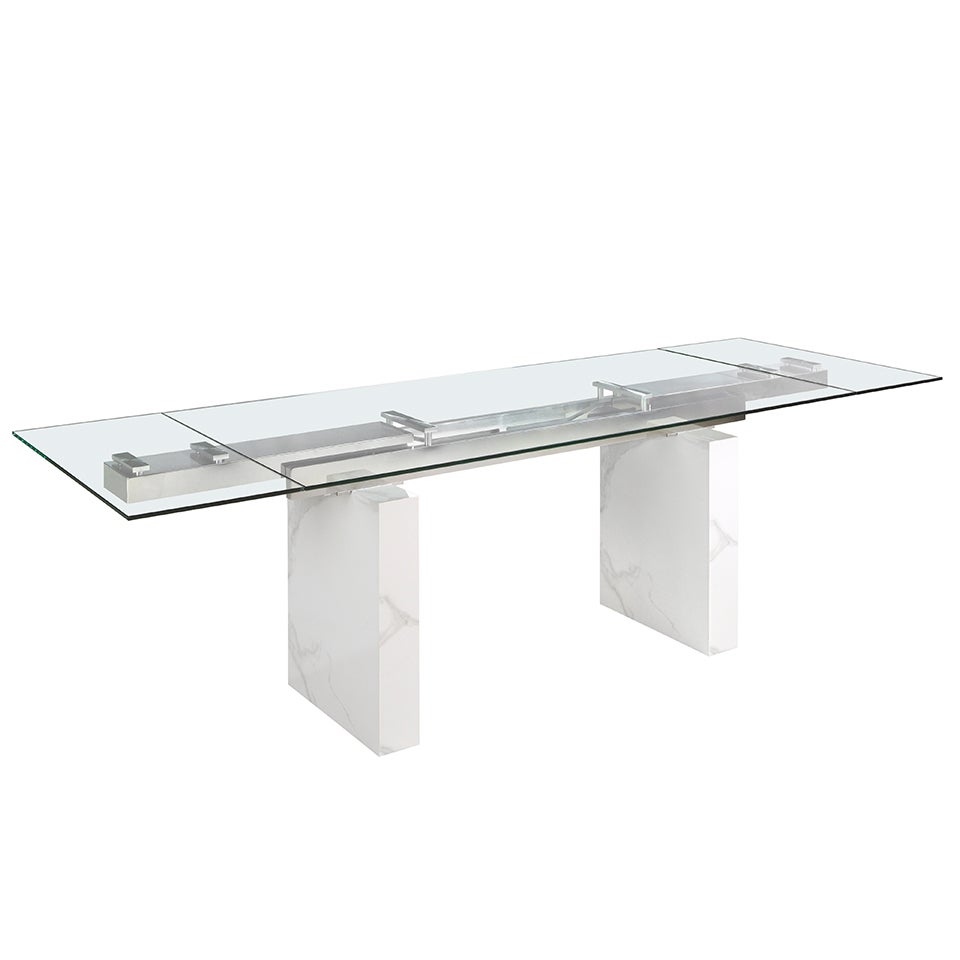 Mesa comedor extensible rectangular cristal templado 180/220/260 x 90 x ...