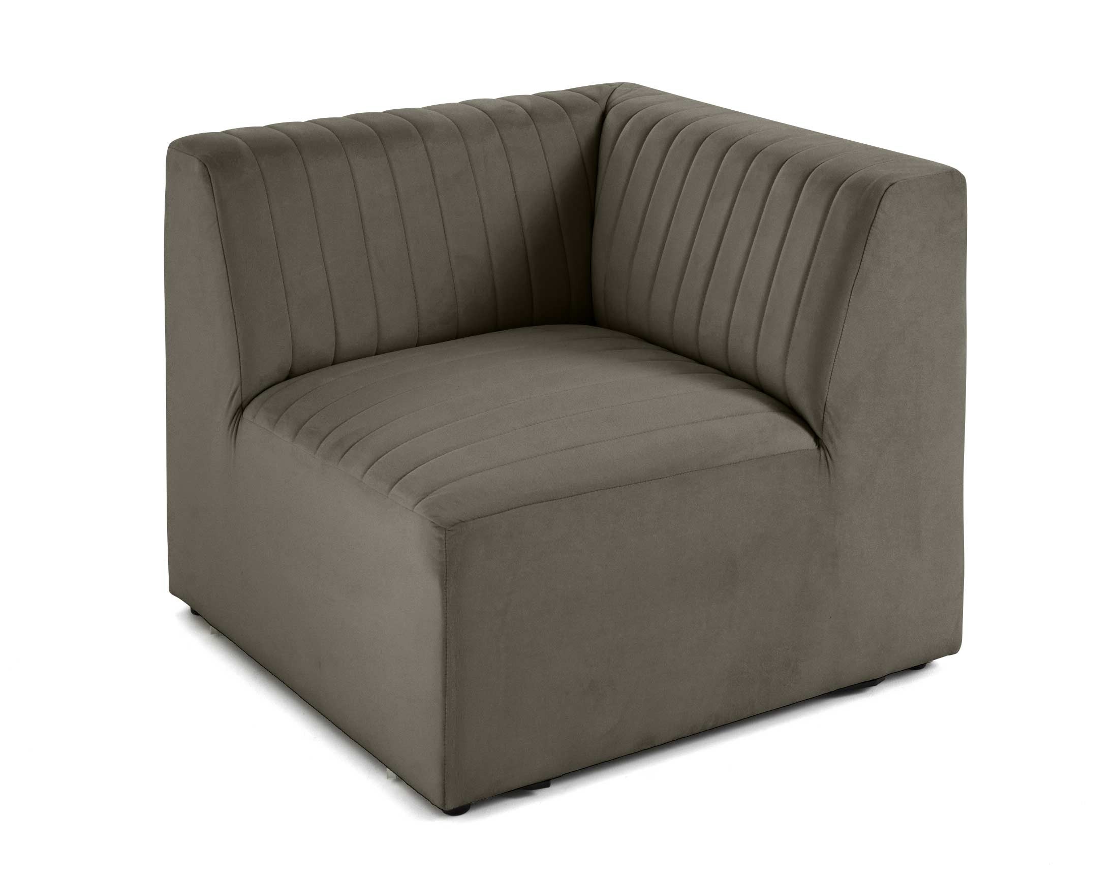 Canapé modulable 1 places angle réversible en velours gris - NOVA ...