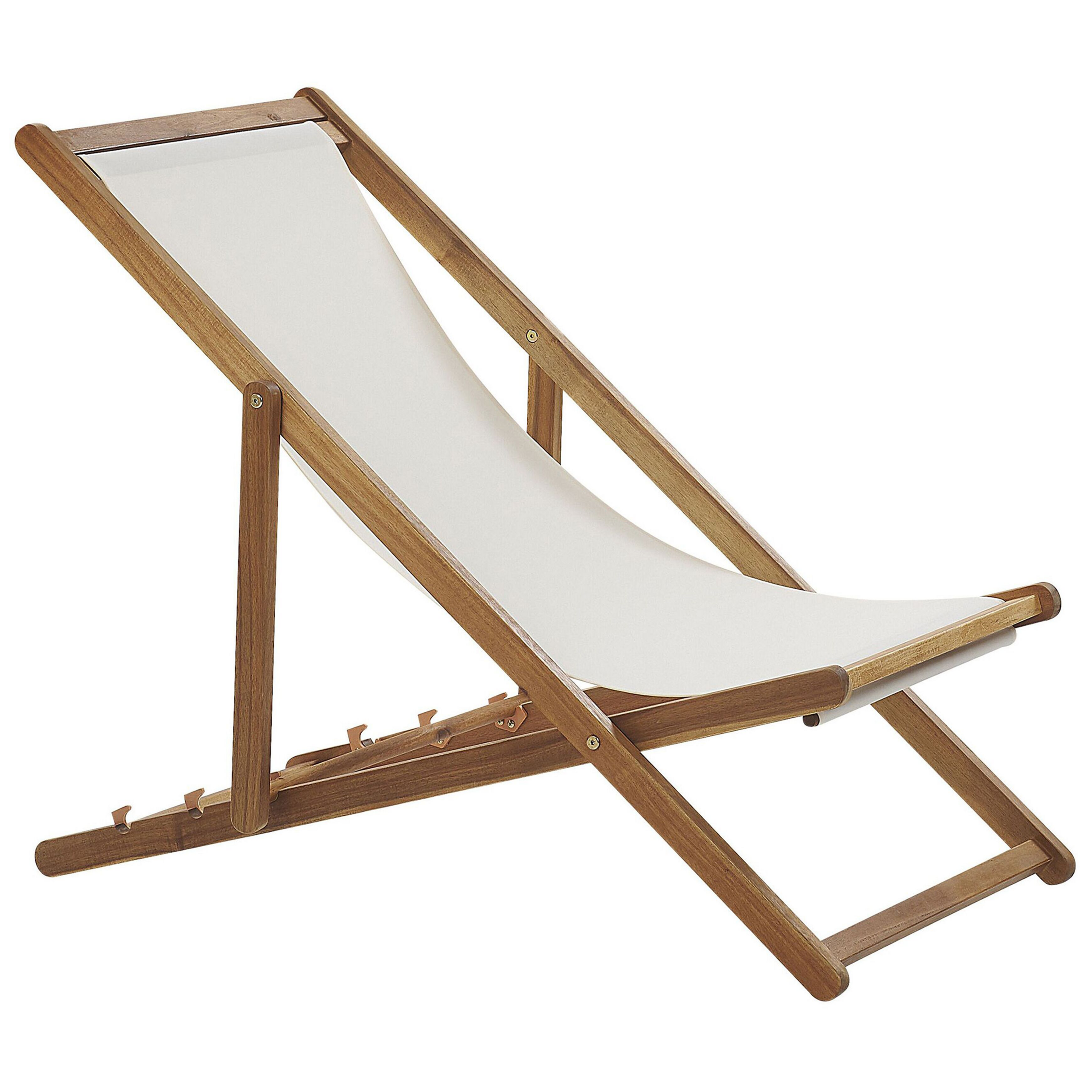 Transat Chaise Chilienne Pliante et Réglable en Bois d'Acacia Clair et ...