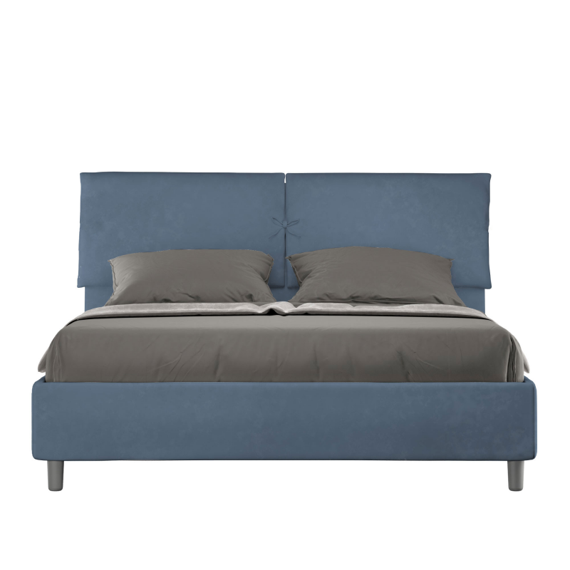 Cama de adulto moderna tapizada en microfibra Viena-Color Azul oscuro ...