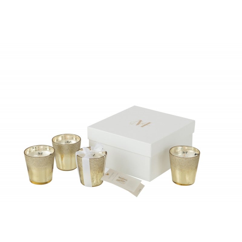 Caja de 4 velas perfumadas en vidrio champagne de 7x7x8 cm | Leroy Merlin