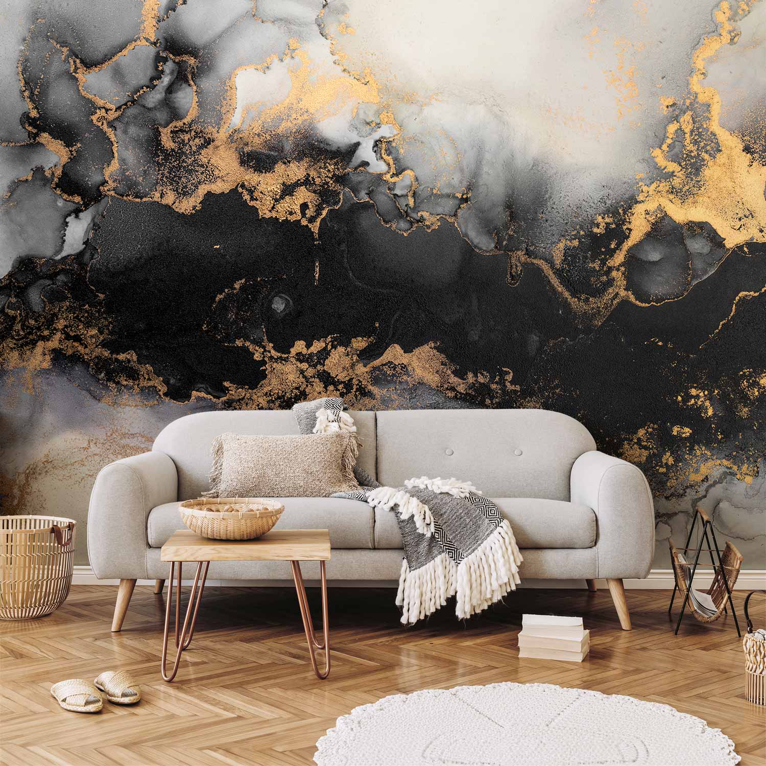 Papier peint - Gold Explosions - an Abstract Pattern Inspired by Marble ...